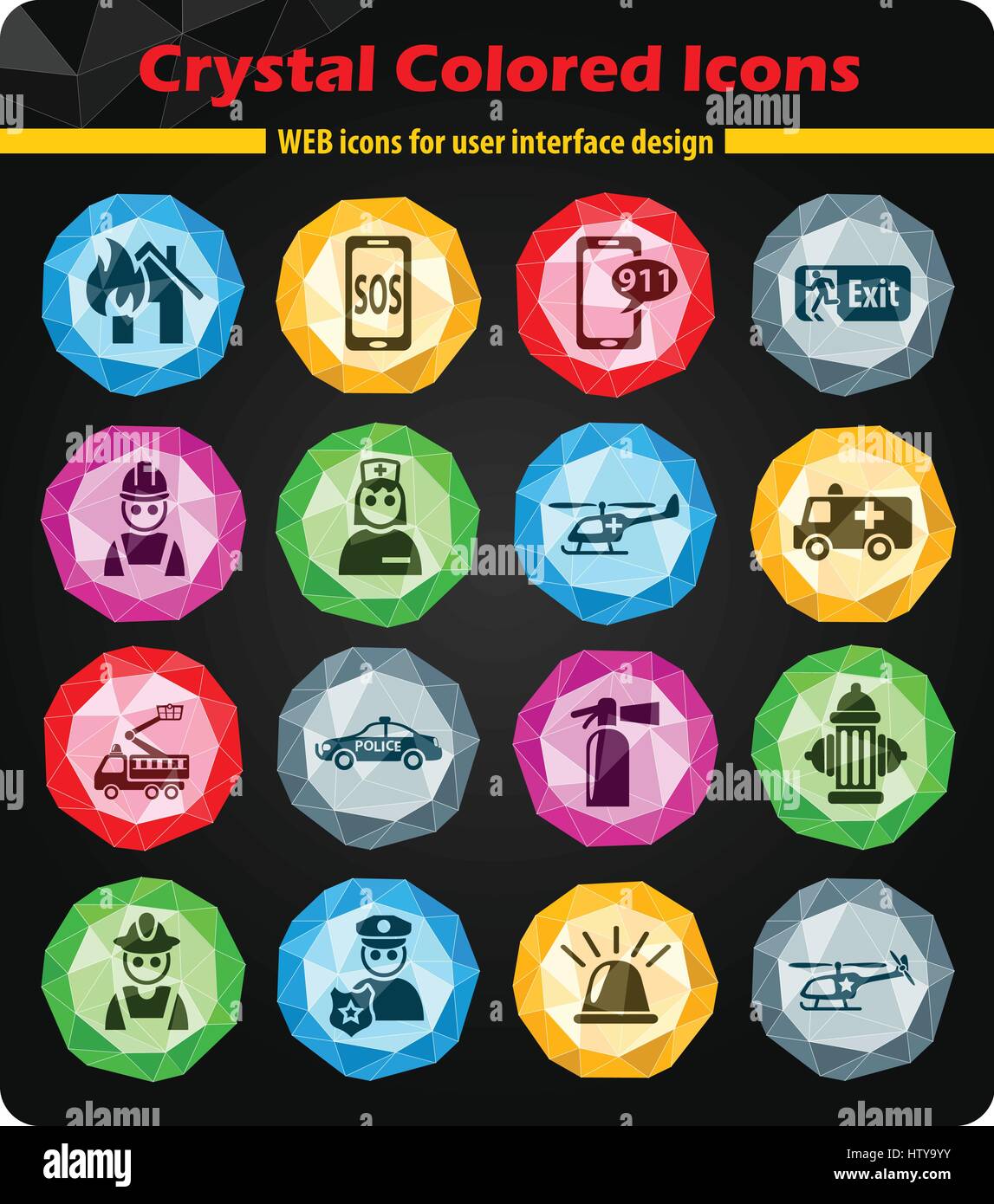 emergency crystal color icons for your design Stock Vector Image & Art ...