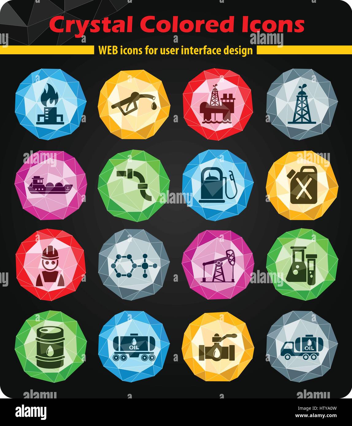 extraction of oil crystal color icons for your design Stock Vector ...