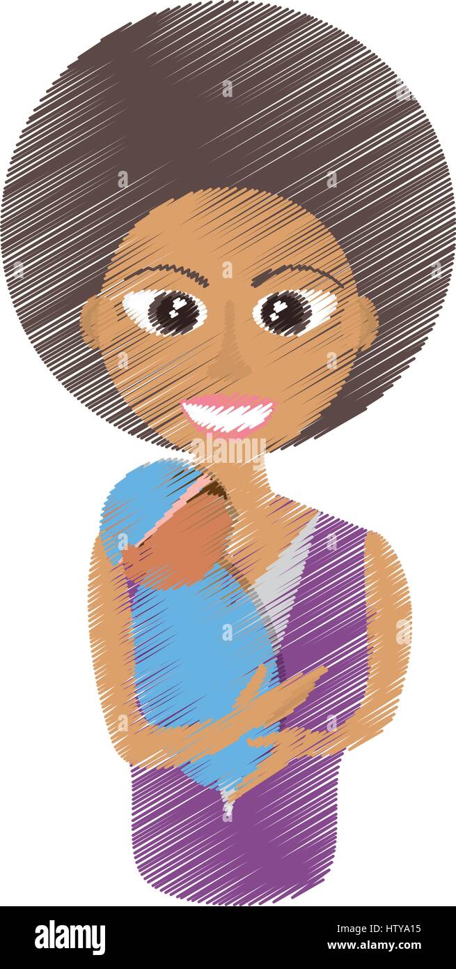 drawing african mother holding baby image Stock Vector Image & Art - Alamy