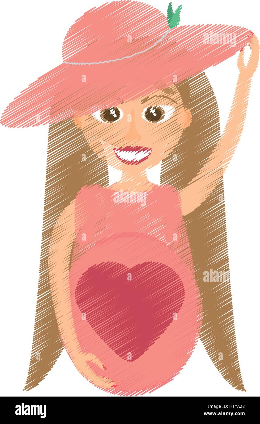 drawing woman pregnant touch belly Stock Vector Image & Art - Alamy