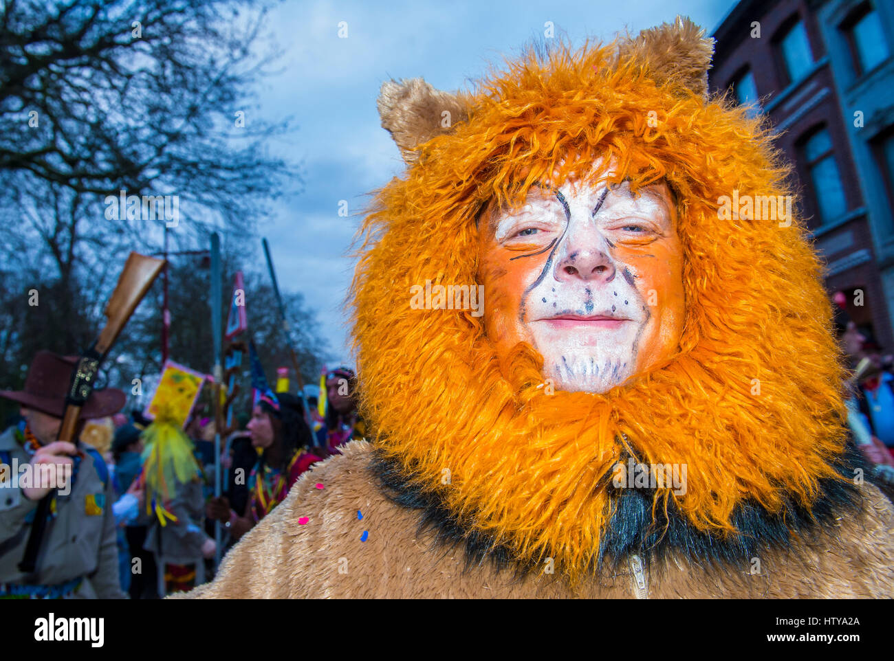BINCHE , BELGIUM - FEB 26 : Participant in the Binche Carnival in ...