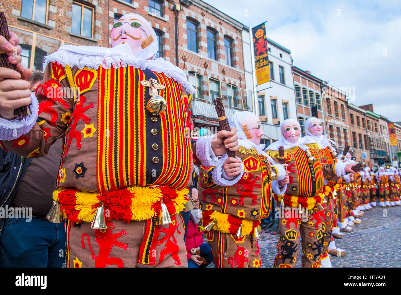 BINCHE , BELGIUM - FEB 26 : Participants in the Binche Carnival in ...