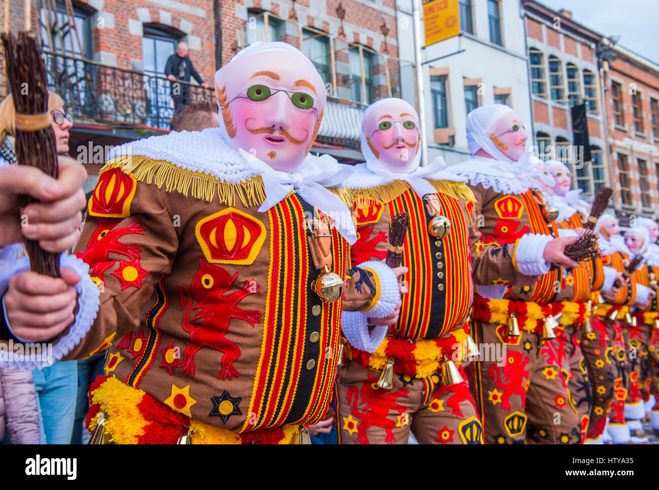 BINCHE , BELGIUM - FEB 26 : Participants in the Binche Carnival in ...