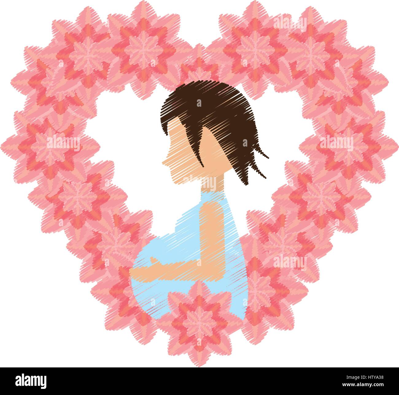 drawing woman pregnant heart flower decorative Stock Vector Image & Art ...