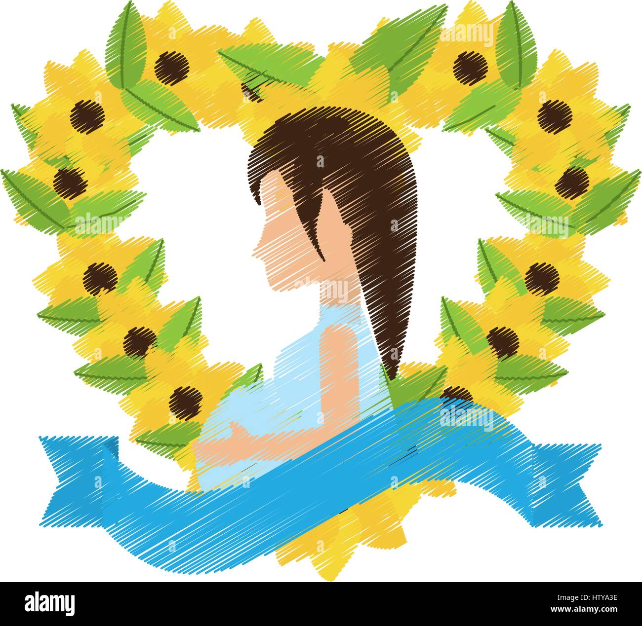 Drawing woman pregnant flower hi-res stock photography and images - Alamy
