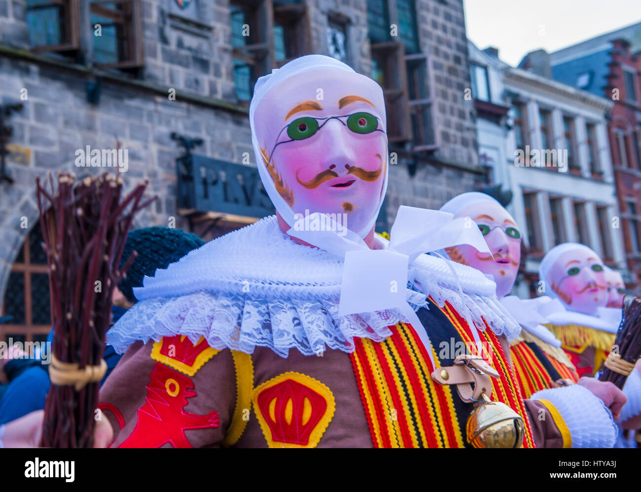 BINCHE , BELGIUM - FEB 26 : Participants in the Binche Carnival in ...
