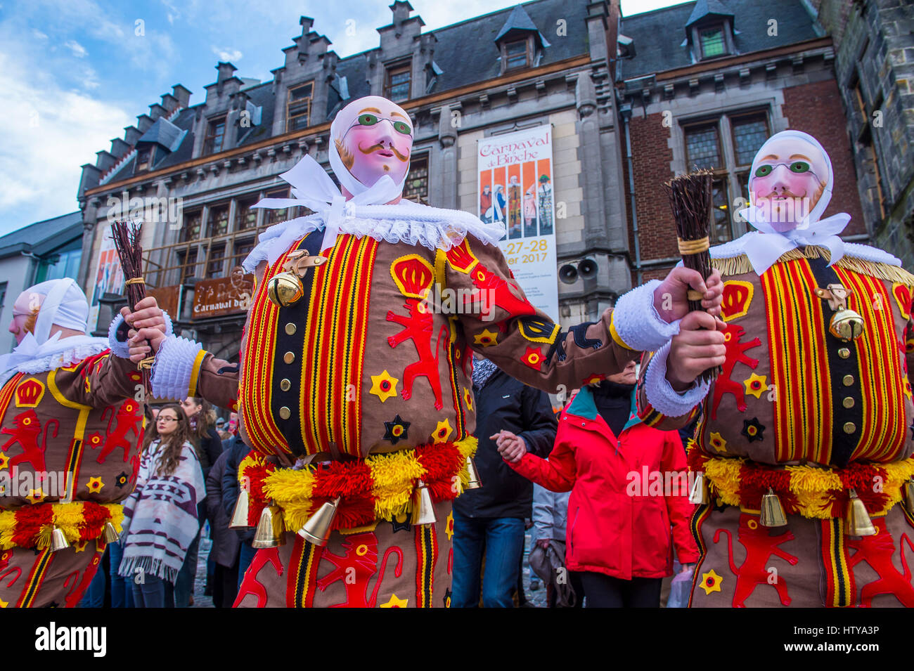 BINCHE , BELGIUM - FEB 26 : Participants in the Binche Carnival in ...