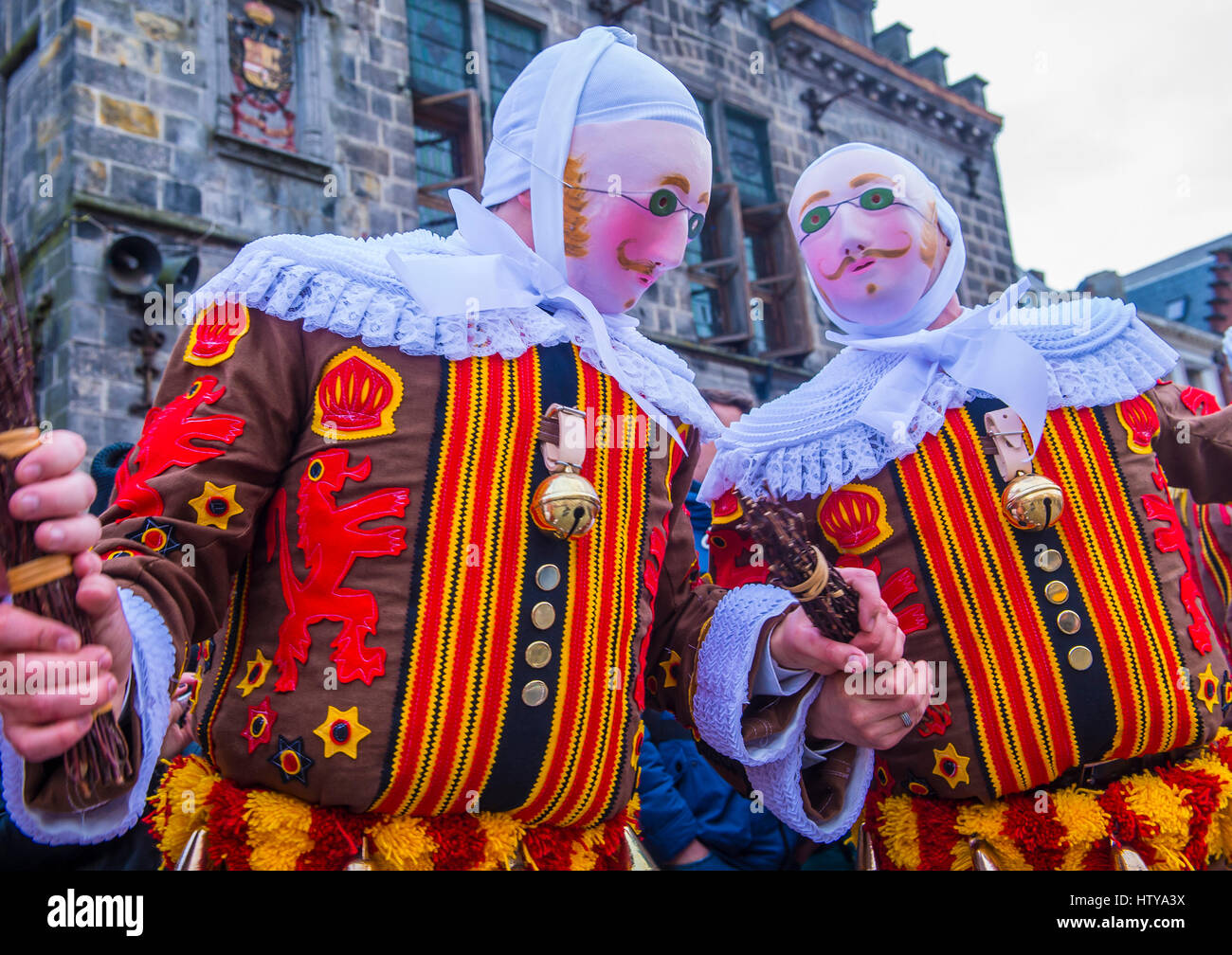 BINCHE , BELGIUM - FEB 26 : Participants in the Binche Carnival in ...