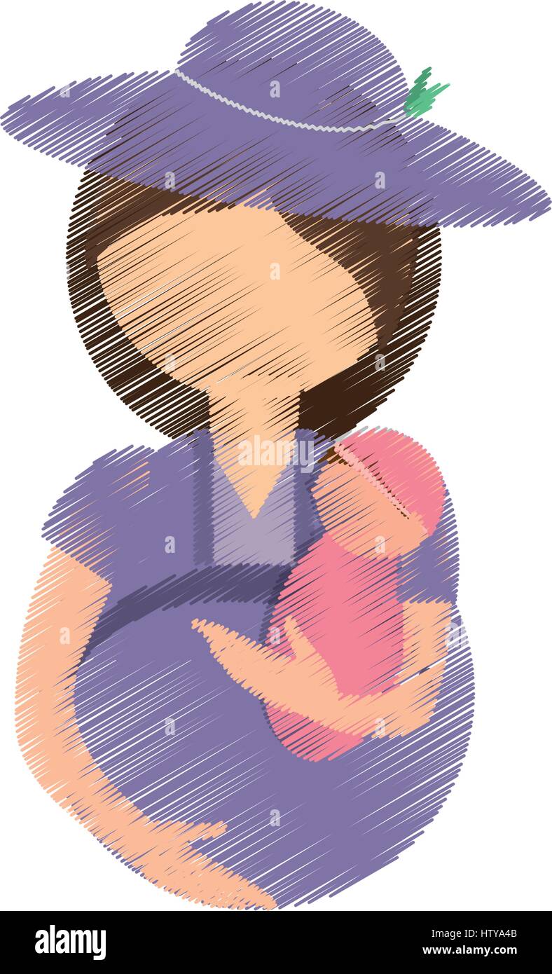 drawing mother holding baby and pregnant Stock Vector Image & Art - Alamy