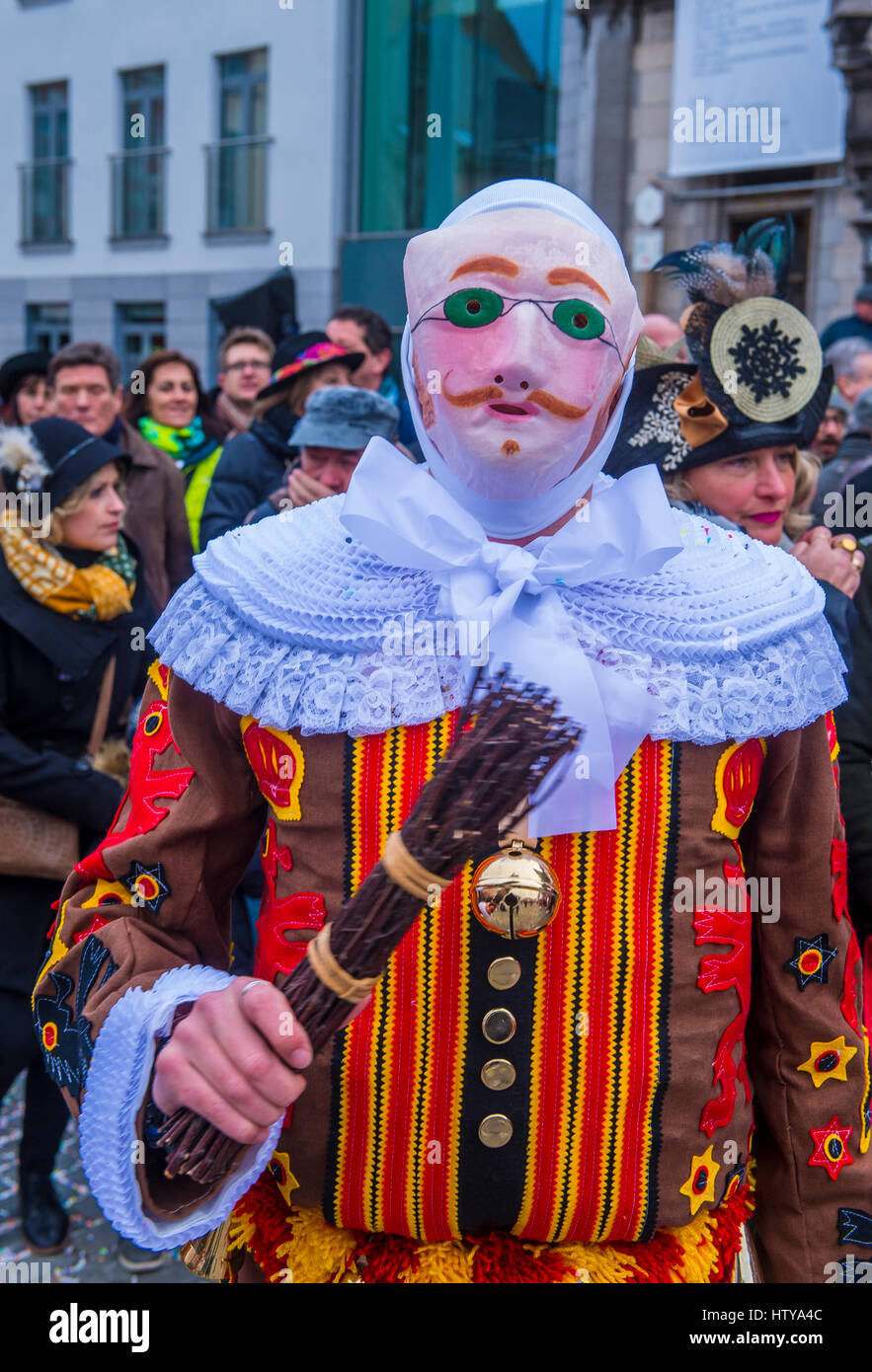 BINCHE , BELGIUM - FEB 26 : Participant in the Binche Carnival in ...