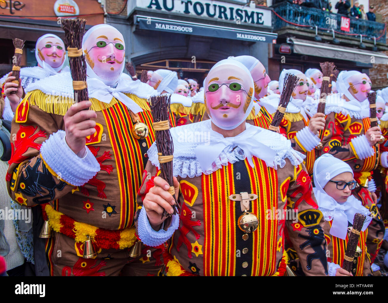 BINCHE , BELGIUM - FEB 26 : Participants in the Binche Carnival in ...