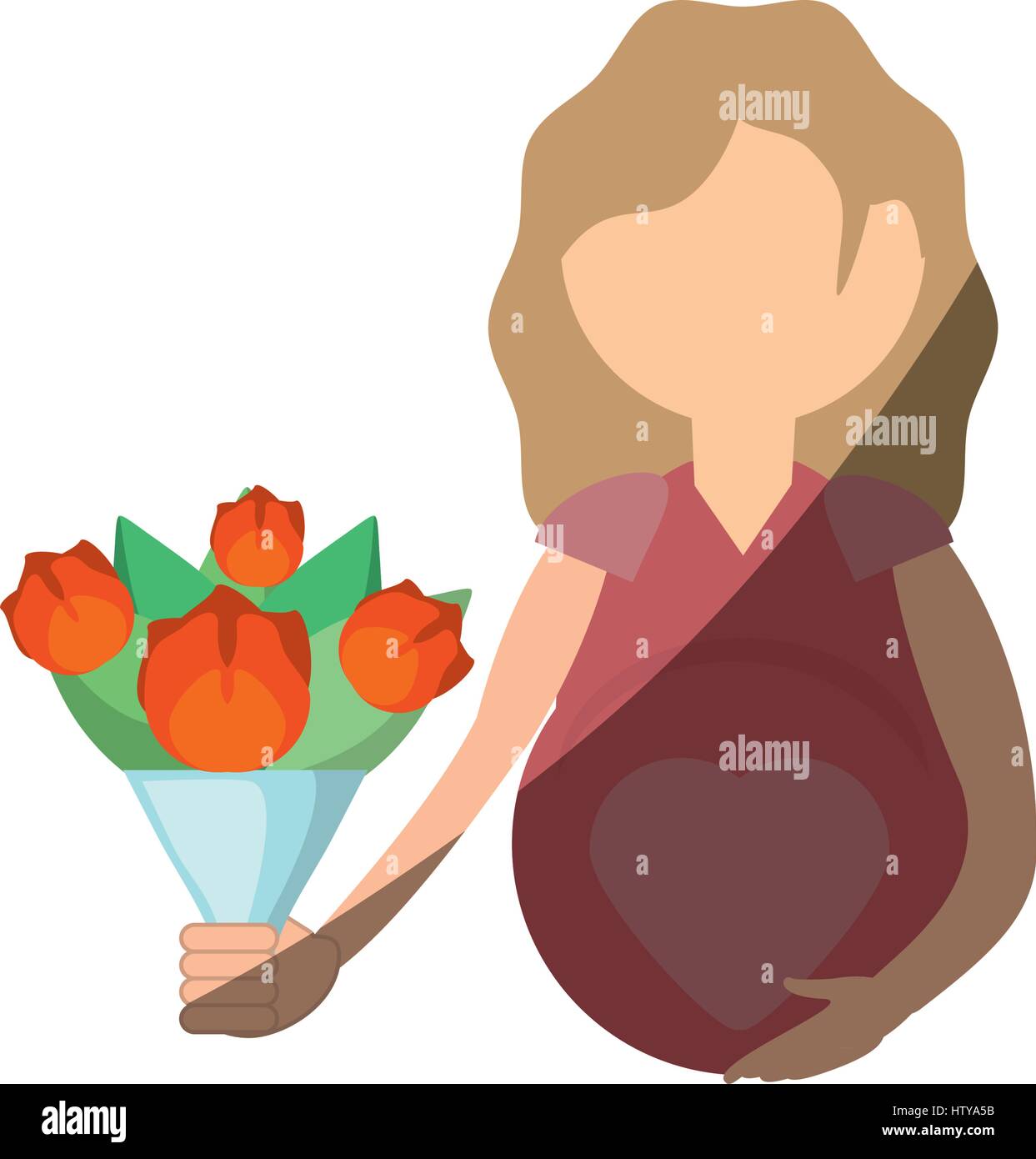 Woman holding bouquet smiling on Stock Vector Images - Alamy