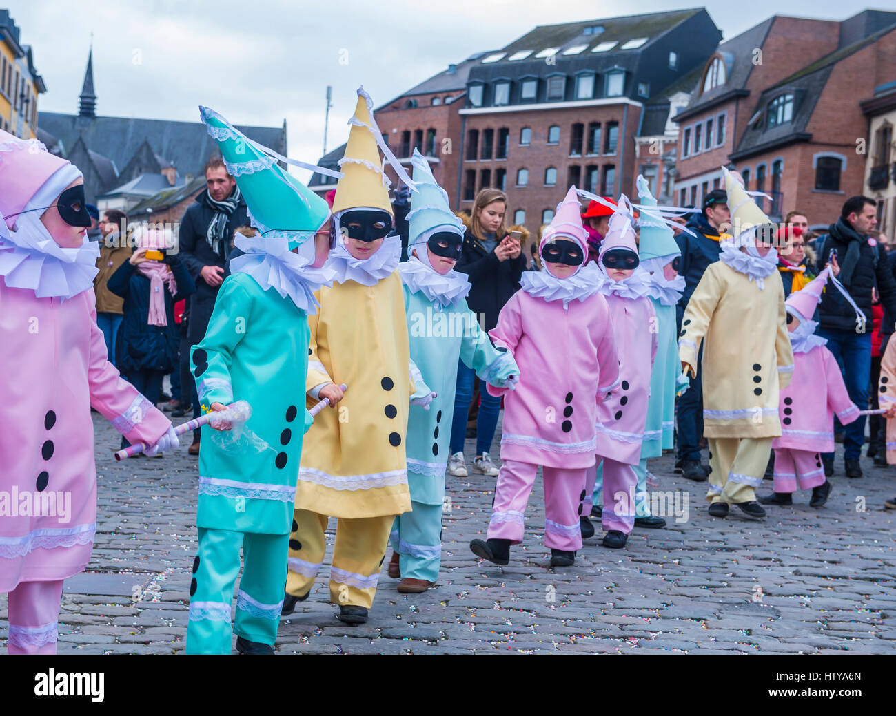 BINCHE , BELGIUM - FEB 26 : Participants in the Binche Carnival in ...