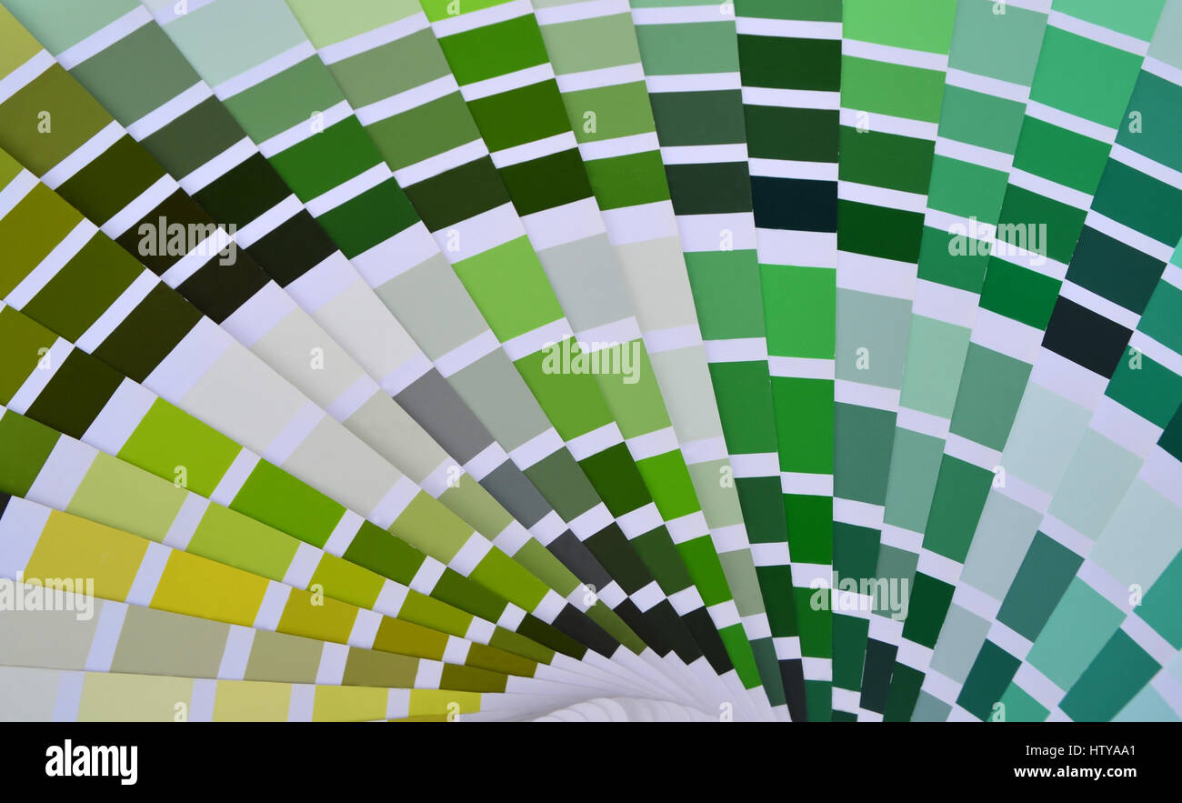 Close up of a pantone color catalog in green color Stock Photo - Alamy