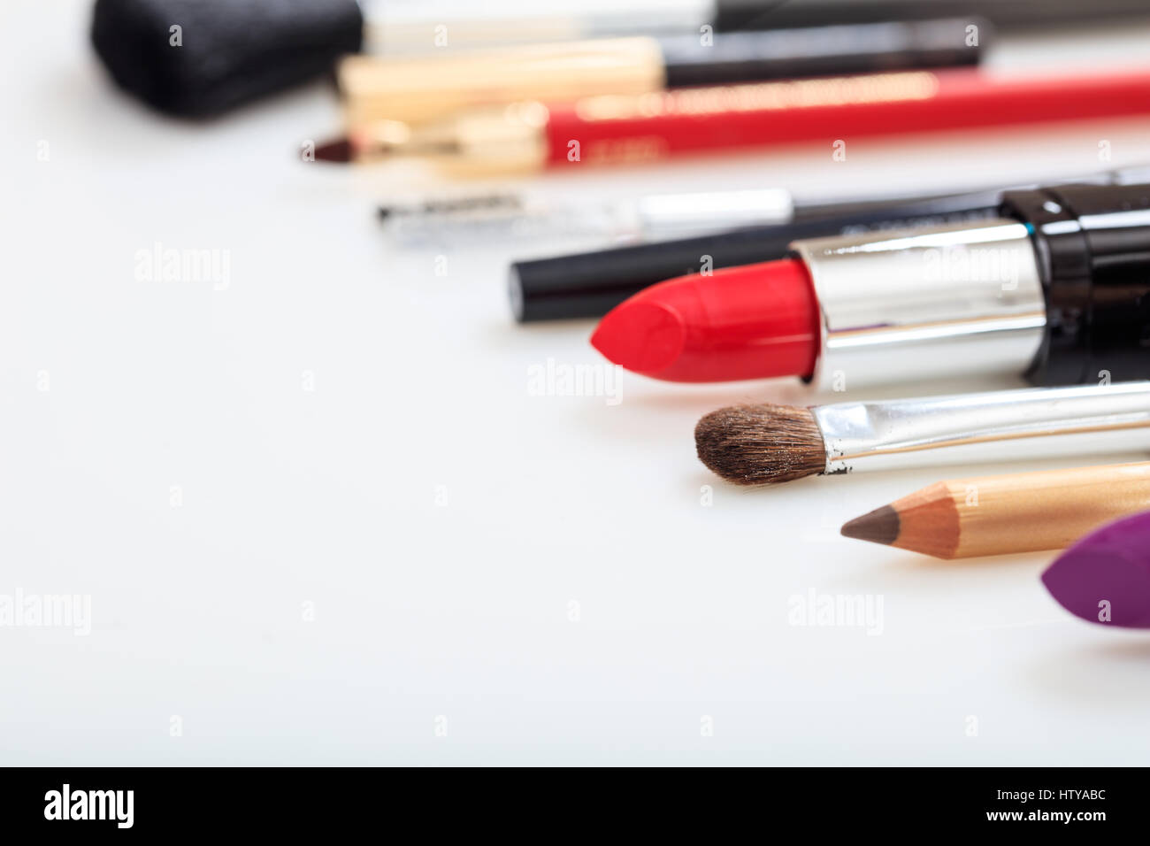 Set of make up cosmetics isolated on white background Stock Photo - Alamy