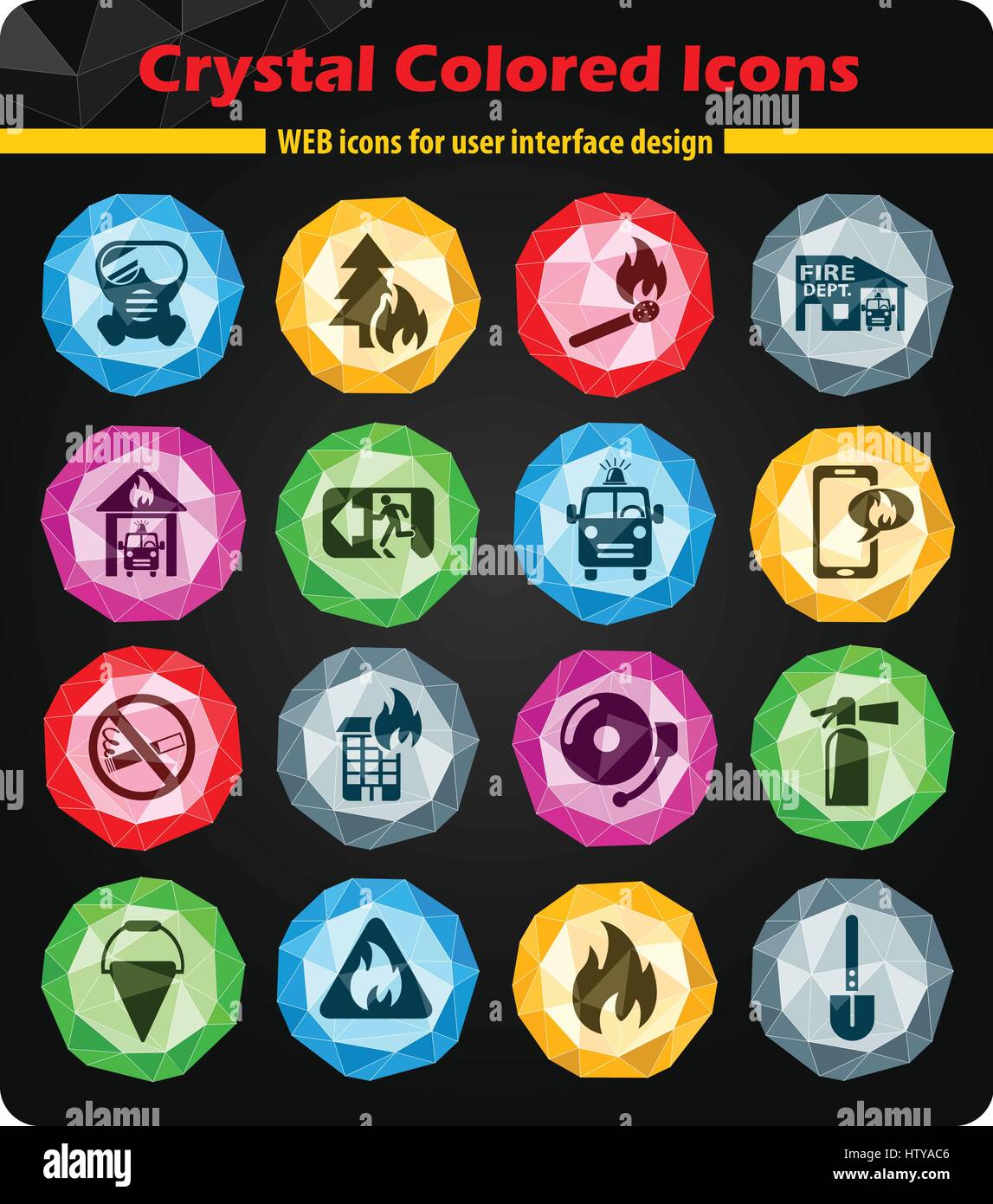 fire brigade crystal color icons for your design Stock Vector Image ...