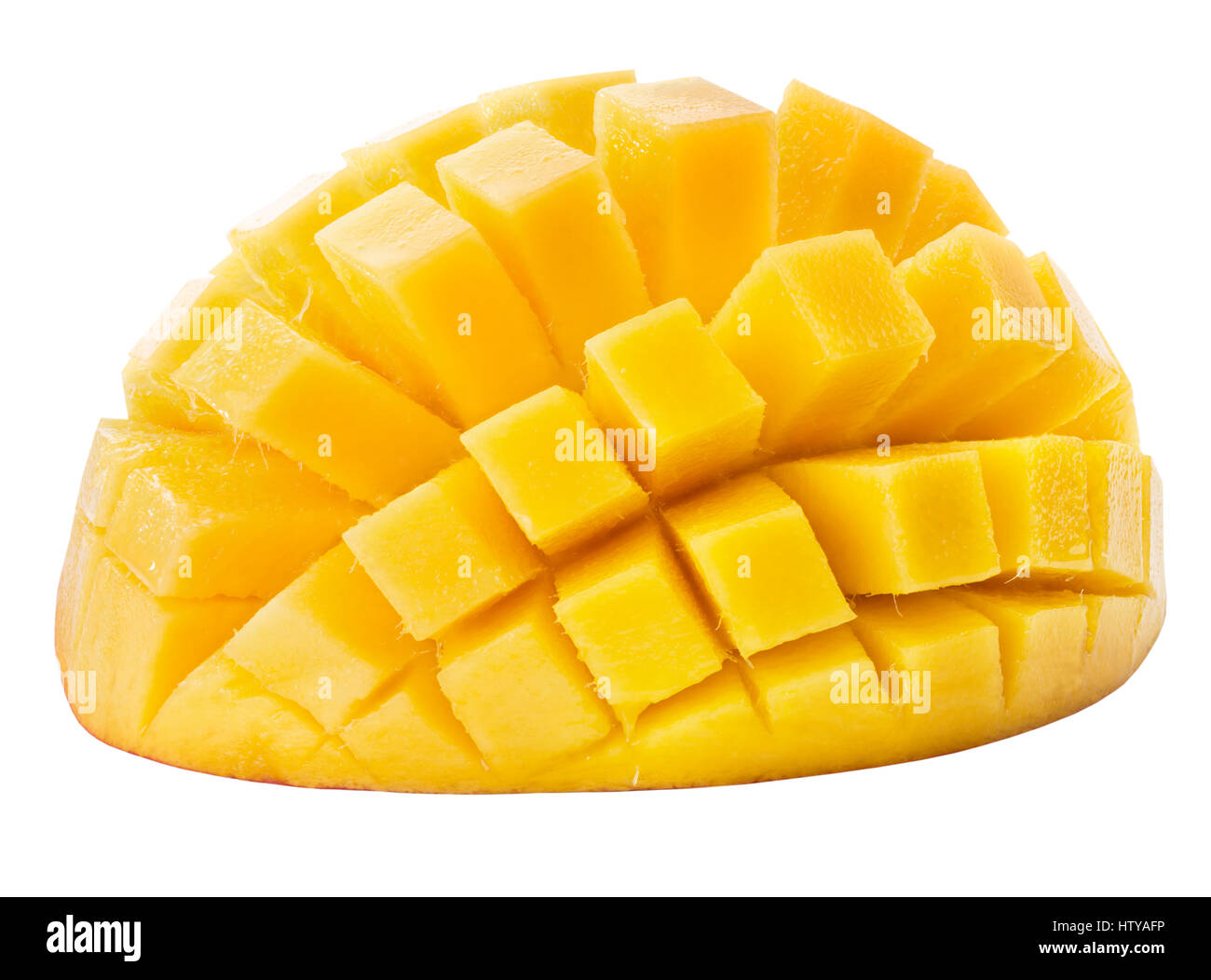 mango cube slices isolated on a white background Stock Photo - Alamy