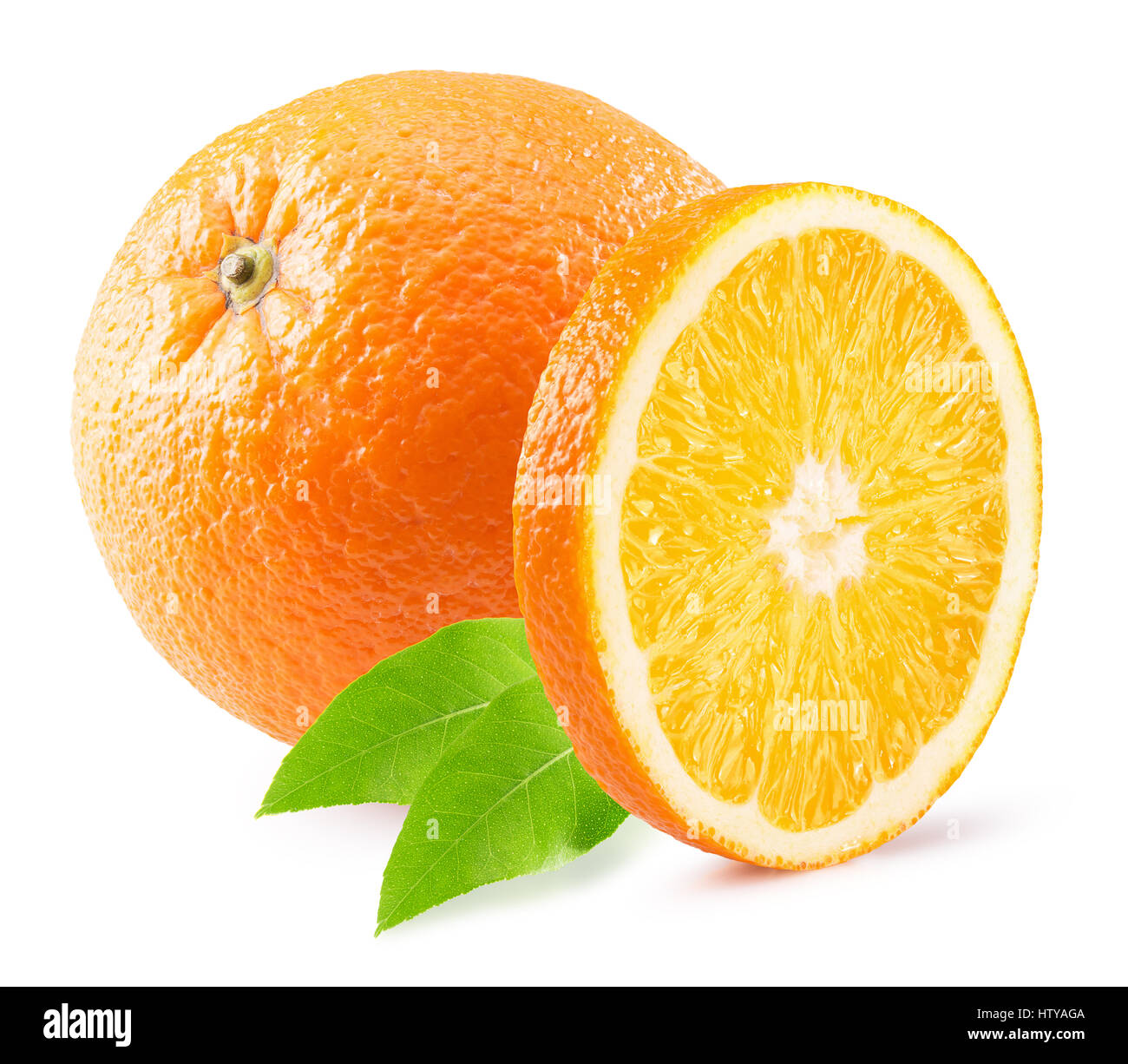 orange with slice isolated on white background Stock Photo - Alamy