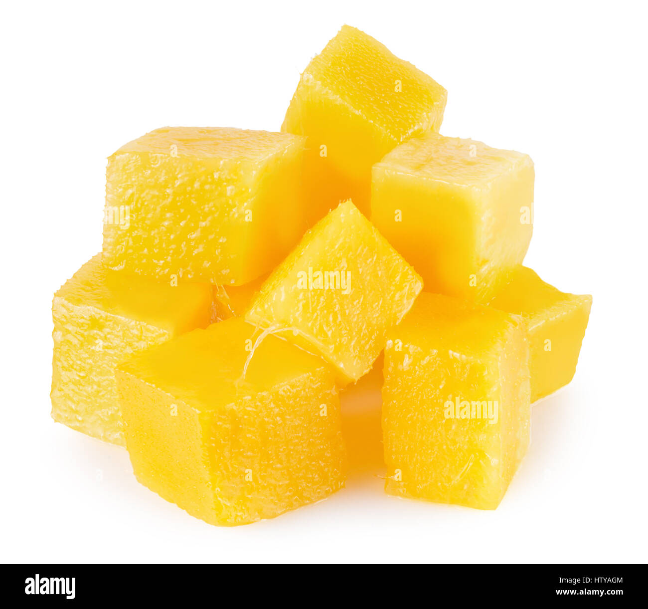 mango cube slices isolated on a white background Stock Photo - Alamy