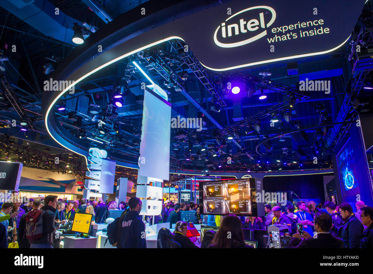 LAS VEGAS - JAN 08 : The Intel booth at the CES show in Las Vegas on ...