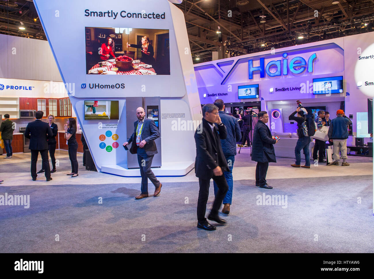 LAS VEGAS - JAN 08 : The Haier booth at the CES show held in Las Vegas ...