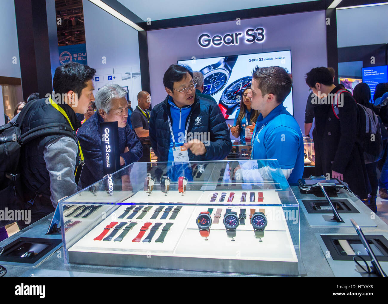 LAS VEGAS - JAN 08 : The Samsung booth at the CES show held in Las ...
