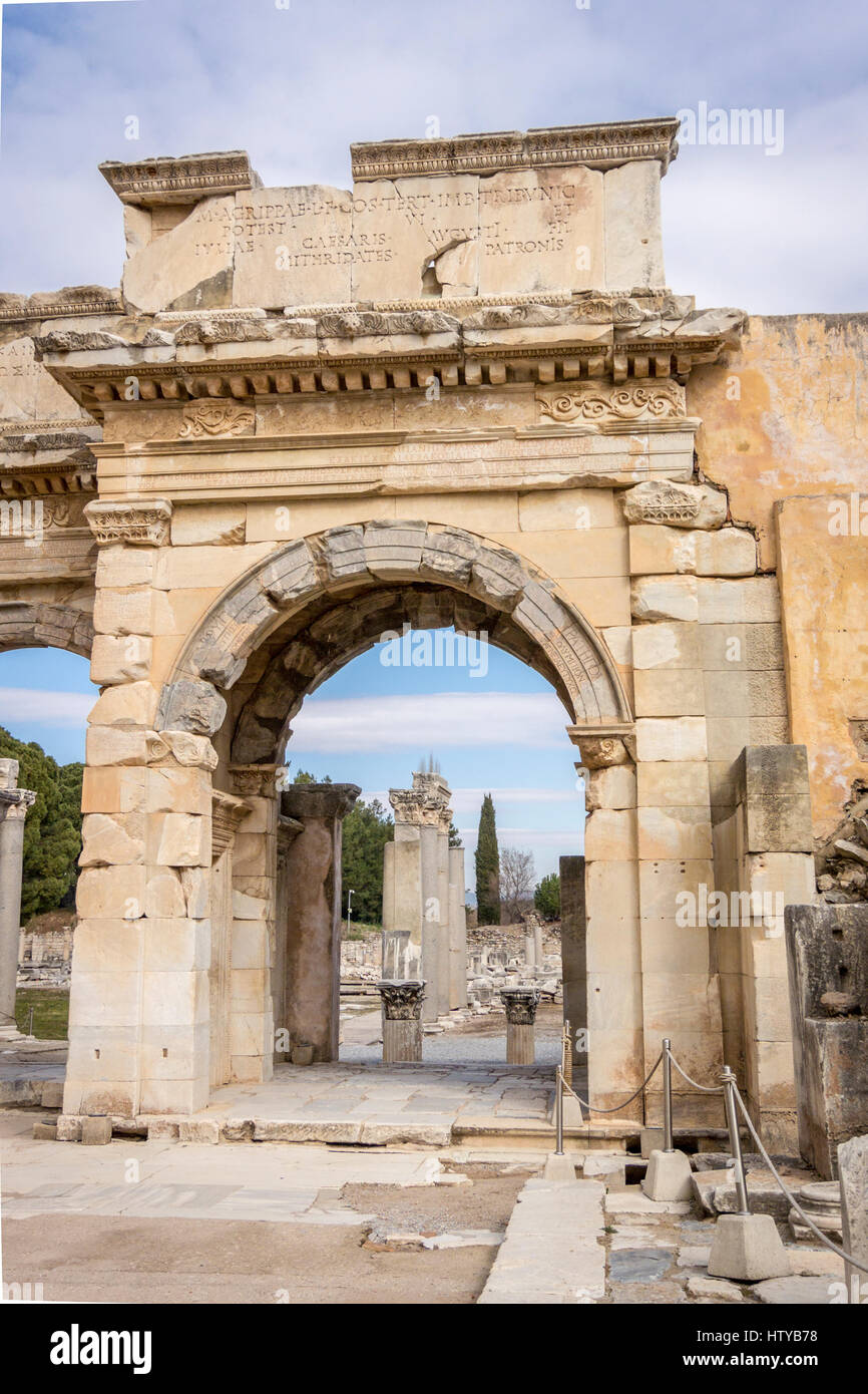 Gate of Mazeus and Mithridates in the ancient city of Ephesus in Selcuk ...