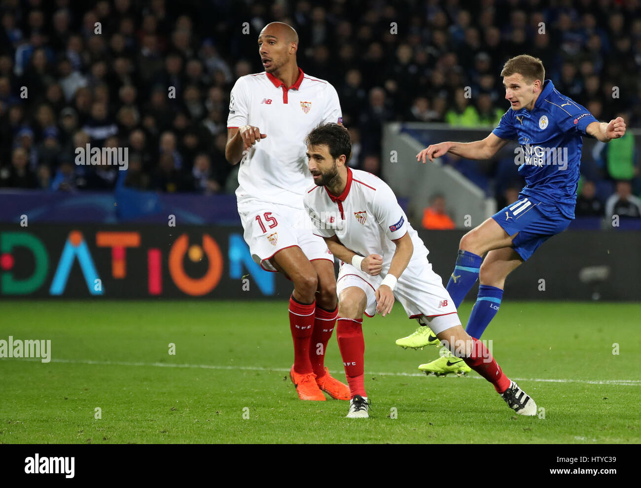Leicester City's Marc Albrighton scores his sides second goal during ...
