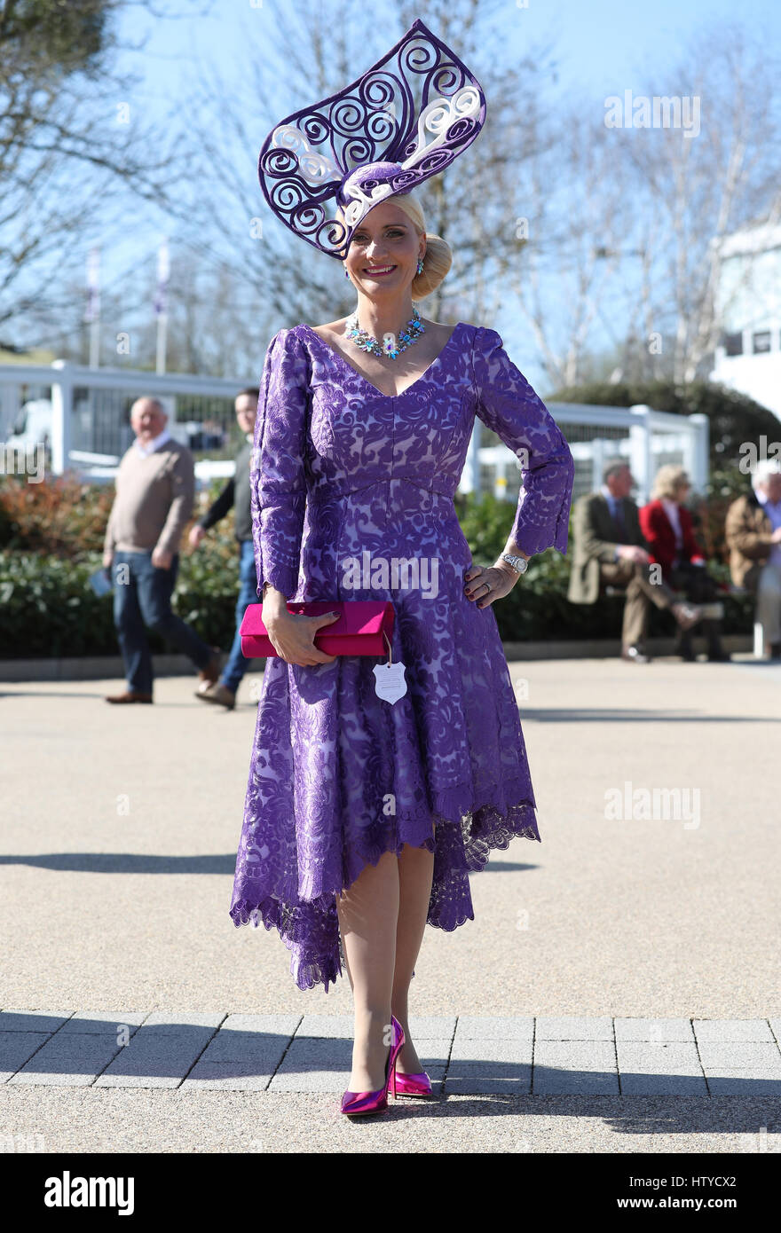 Rachel Oates from Andover arriving at Ladies Day of the 2017 Cheltenham ...