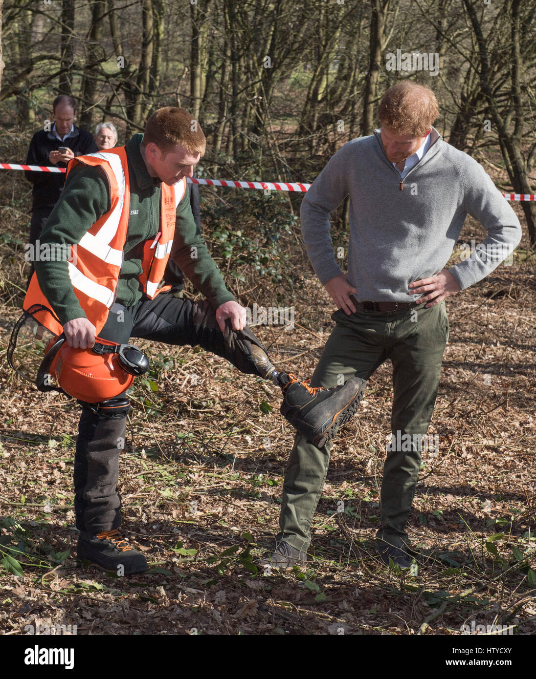 Prince Harry (right) meets Sam Hobbs who shows the Prince his ...