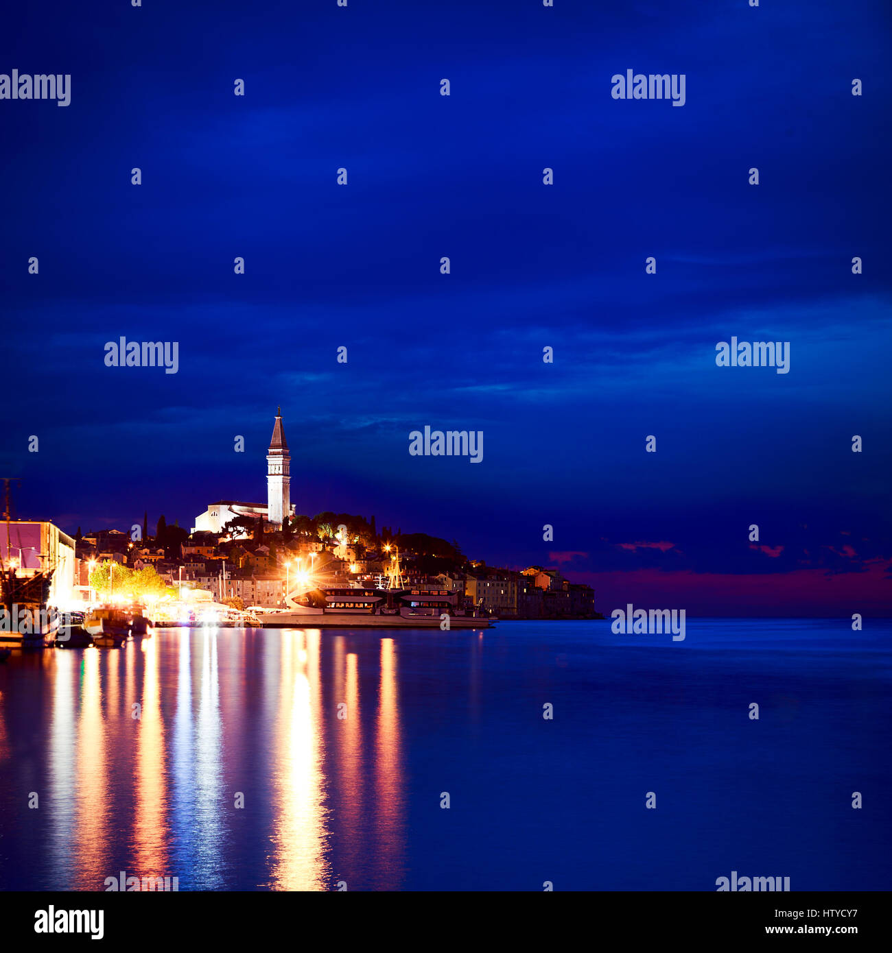 Night View of Medieval Town Rovinj in Croatia Stock Photo - Alamy
