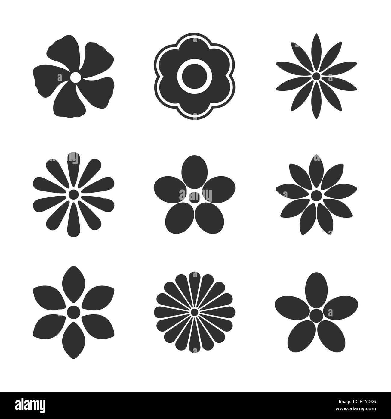 Flower buds vector design elements isolated on white background, first ...