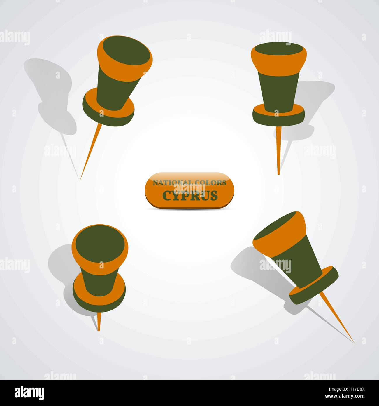 Set of pushpin in the national colors of Cyprus, vector illustration ...