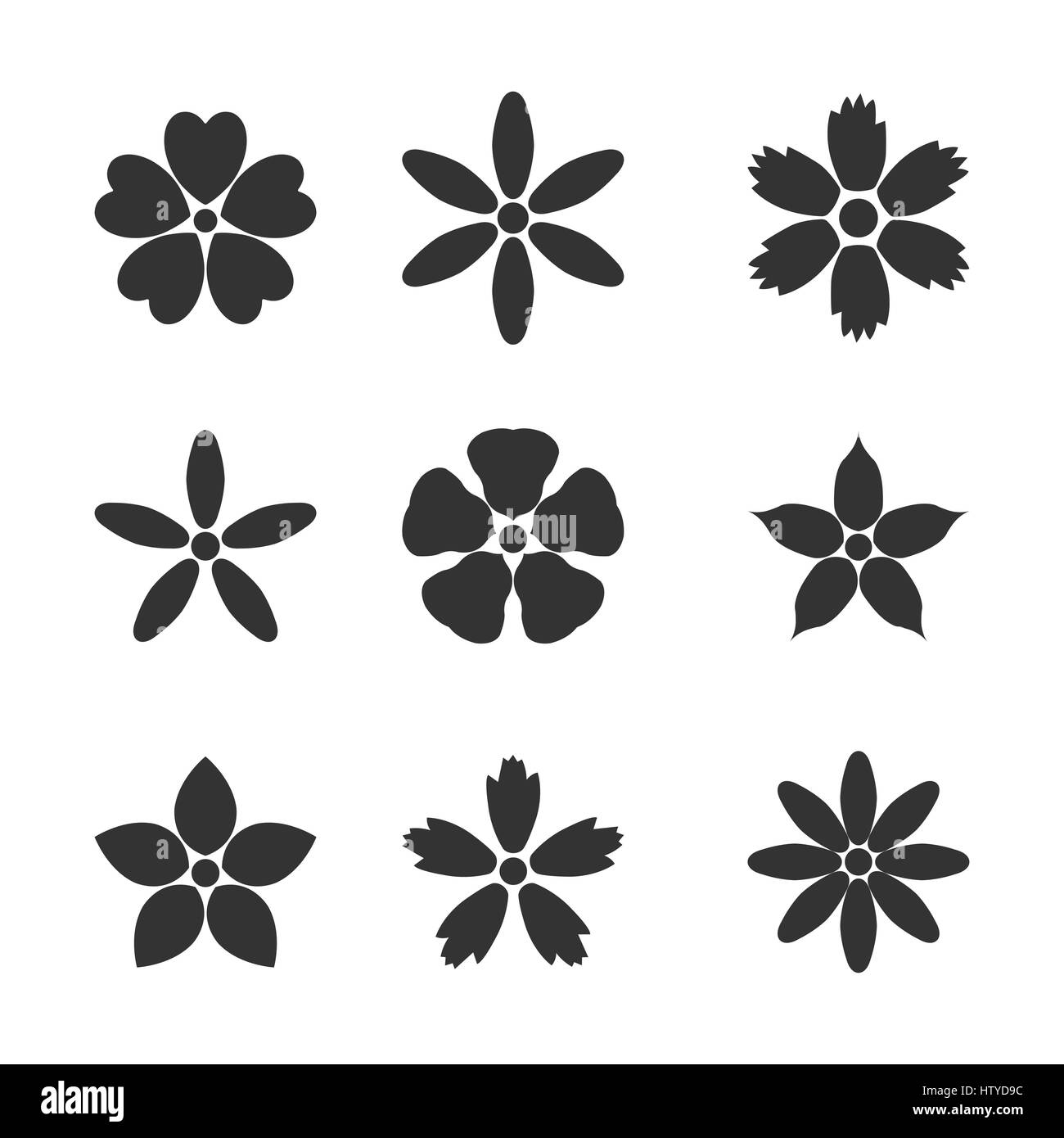 Flower buds vector design elements isolated on white background, second ...