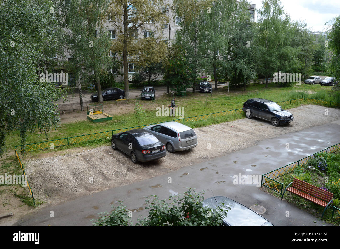 KOVROV, RUSSIA - JULY 21, 2015: View of the courtyard near the five ...