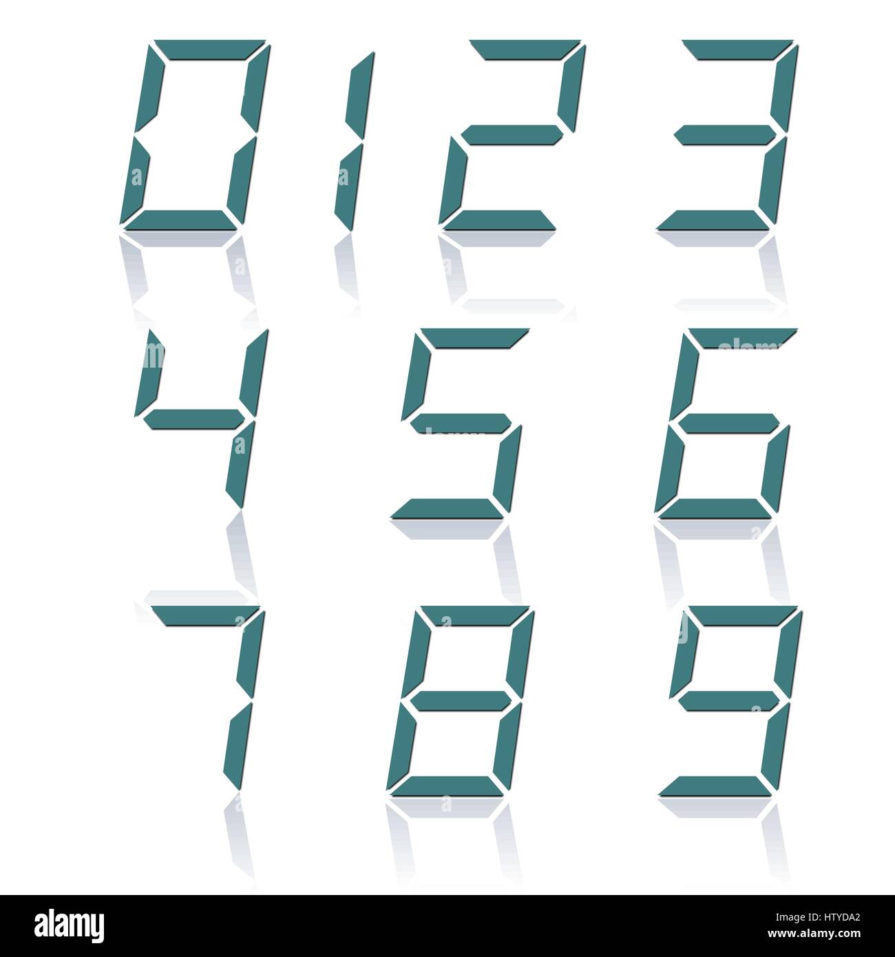 A set of digital numbers slope and a mirror reflection isolated on ...