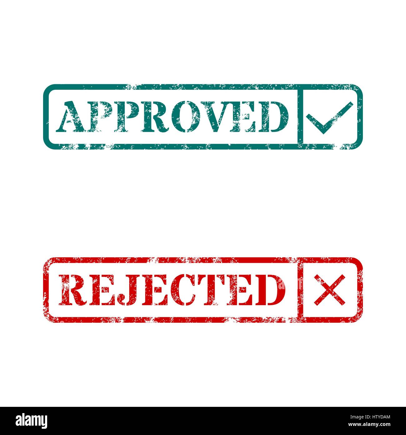 A set of rectangular stamps approved and rejected vector illustration ...