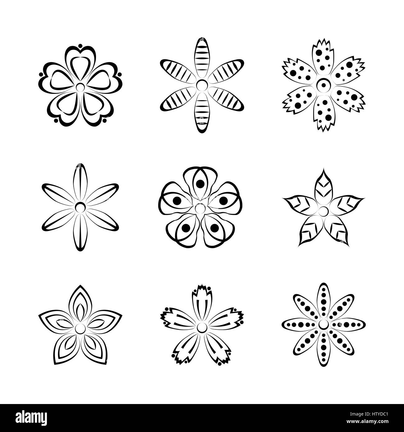 Flower buds vector design elements isolated on white background with ...