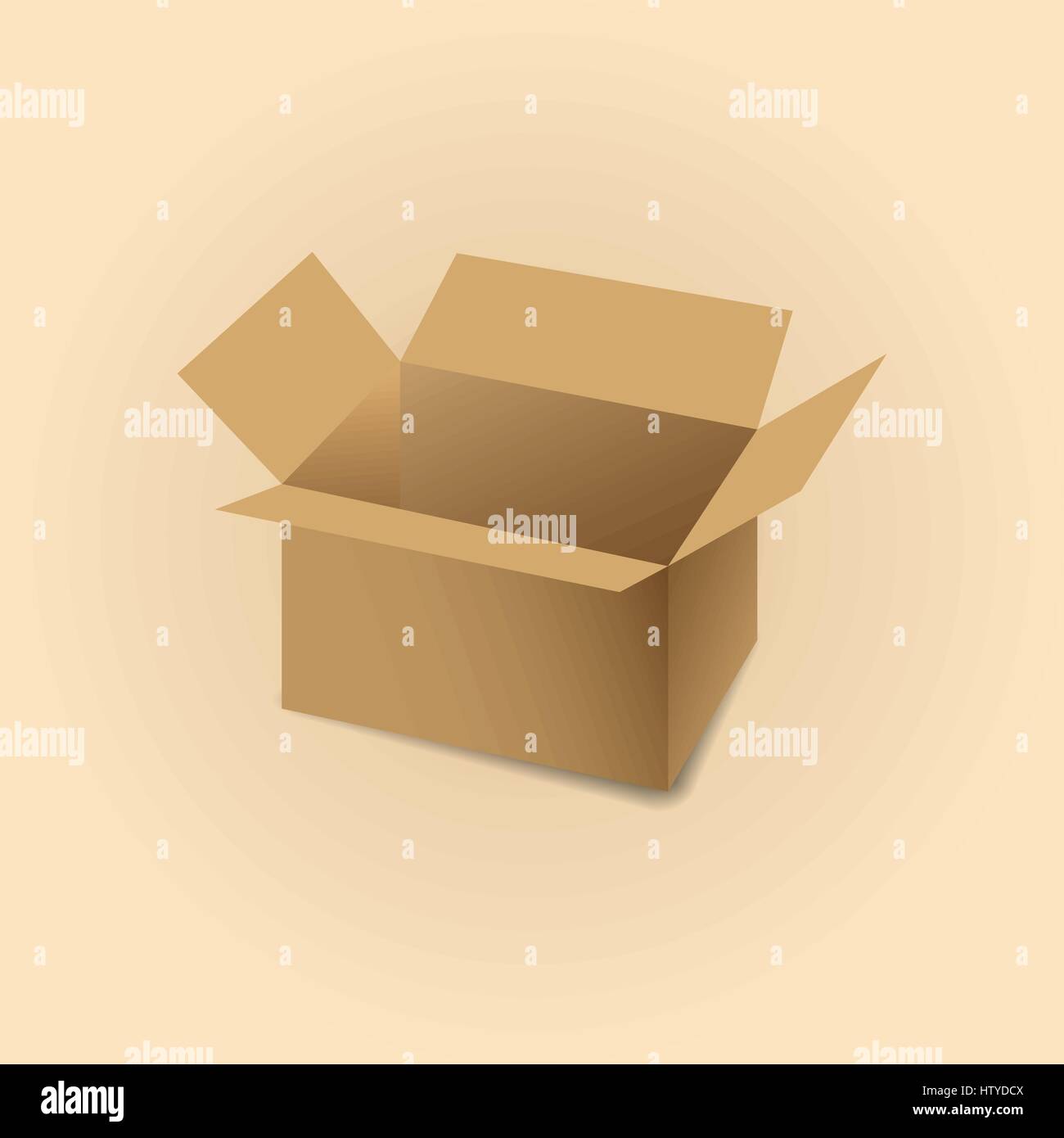 Realistic open cardboard box with shadow isolated on a light background ...