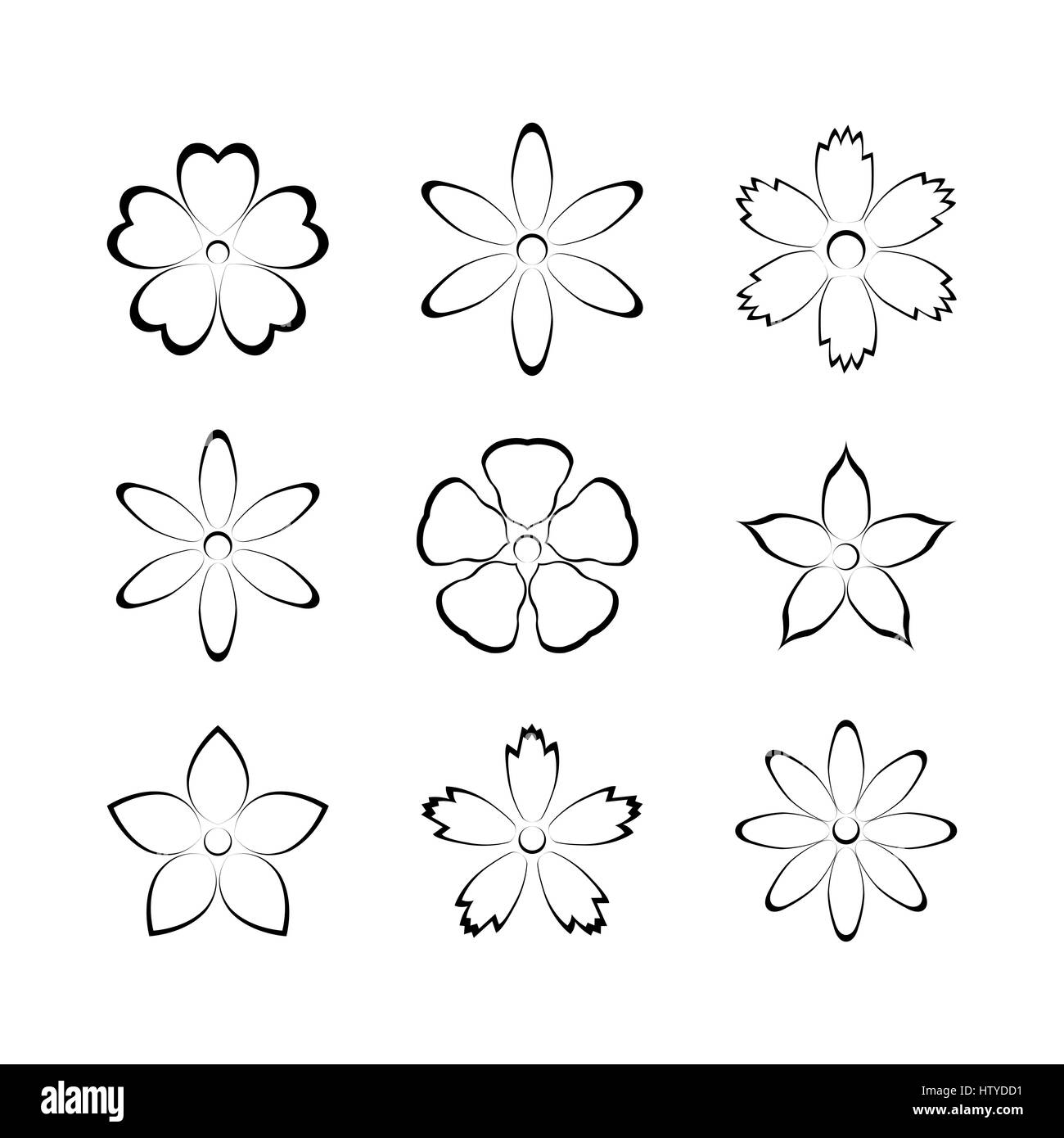 Flower buds vector design elements isolated on white background, first ...