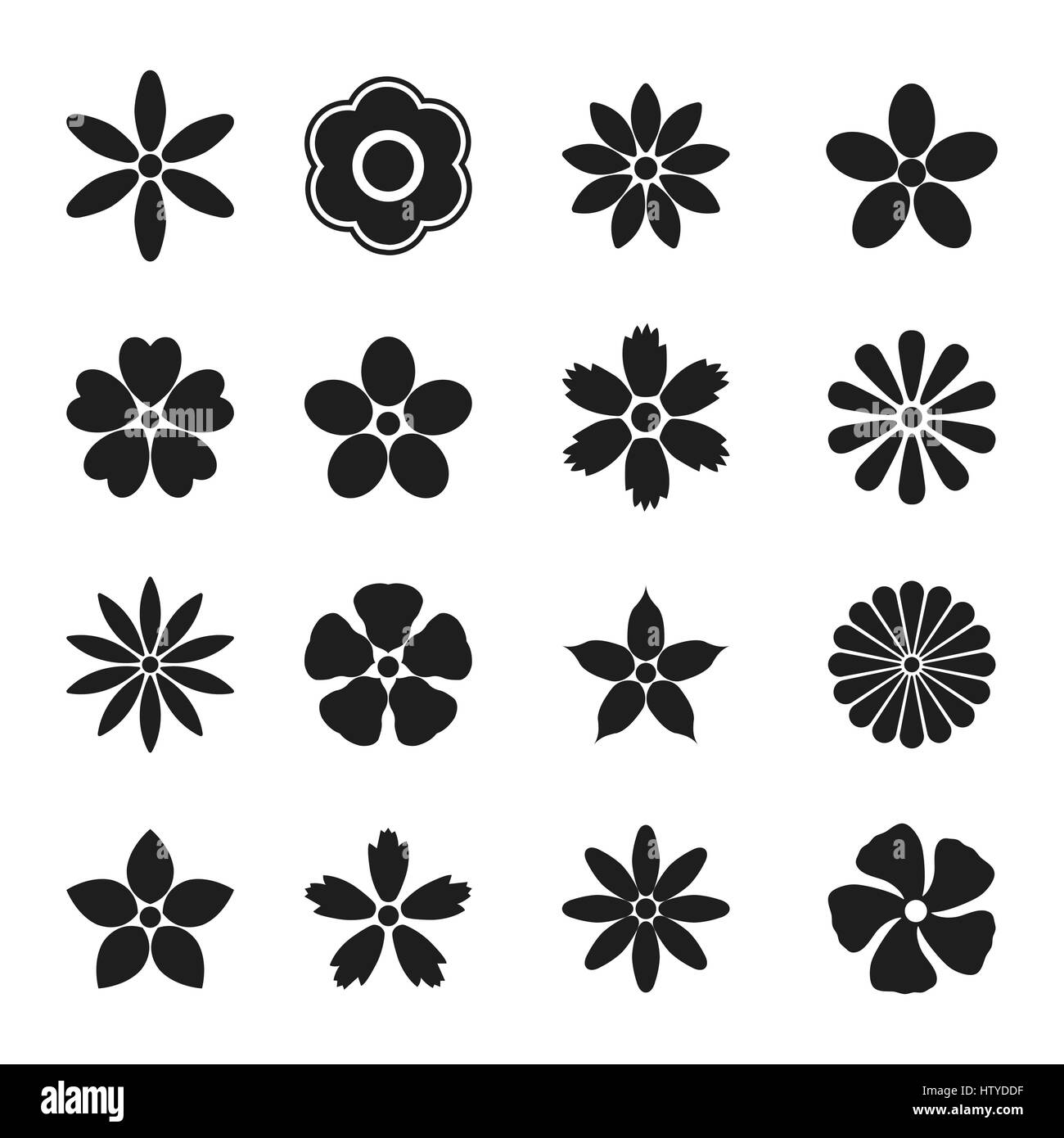Flower buds vector design elements isolated on white background Stock ...