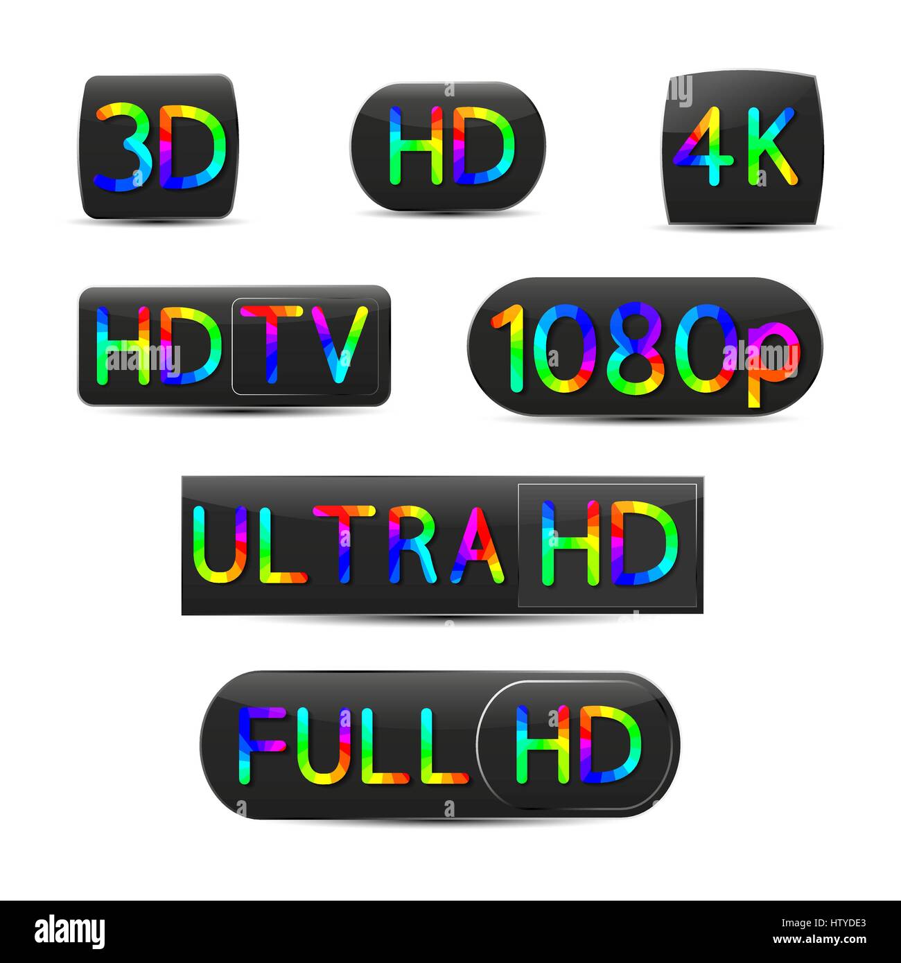 A set of high-definition video signs, vector illustration Stock Vector ...