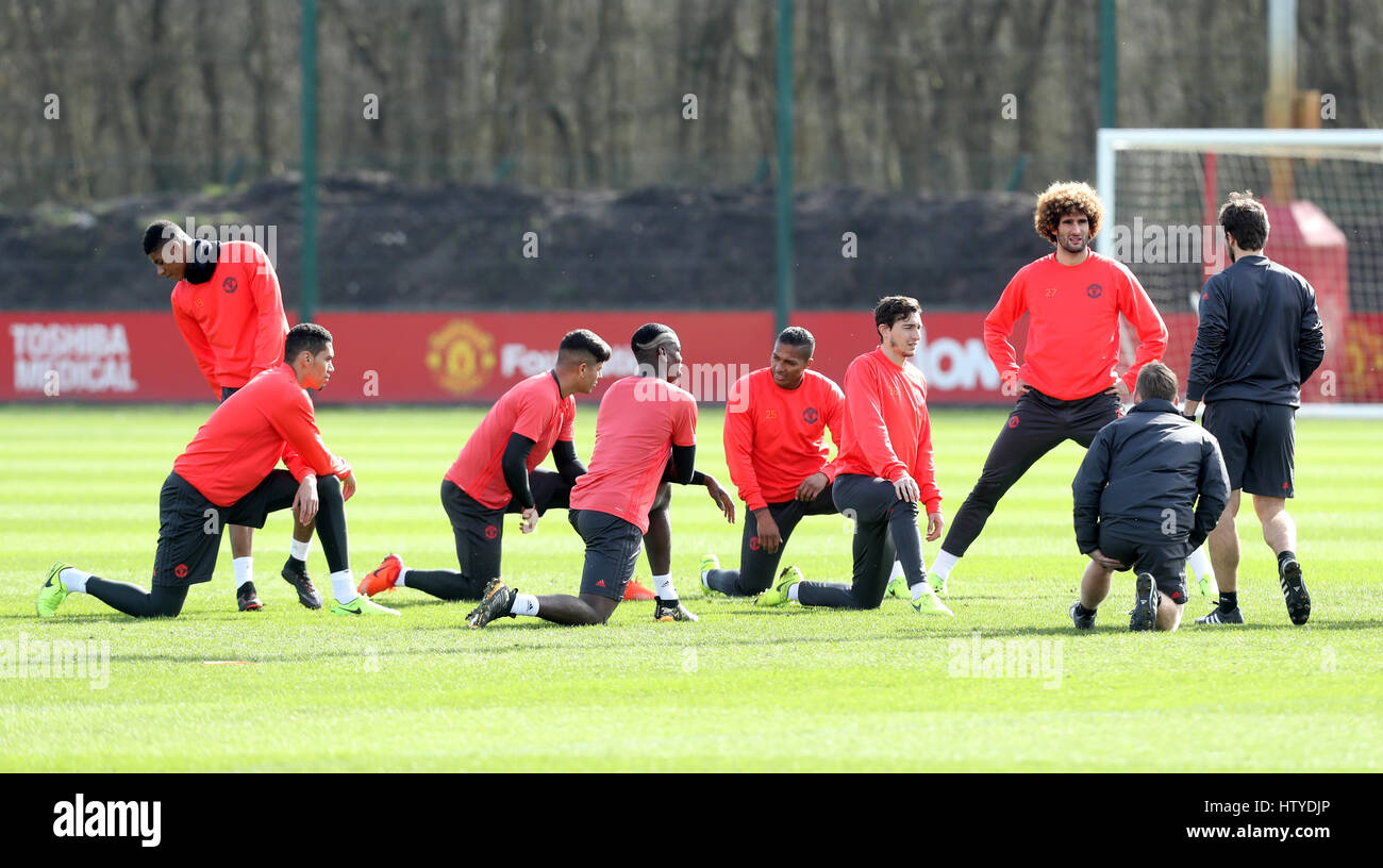 Manchester United's during a training session at the Aon Training ...