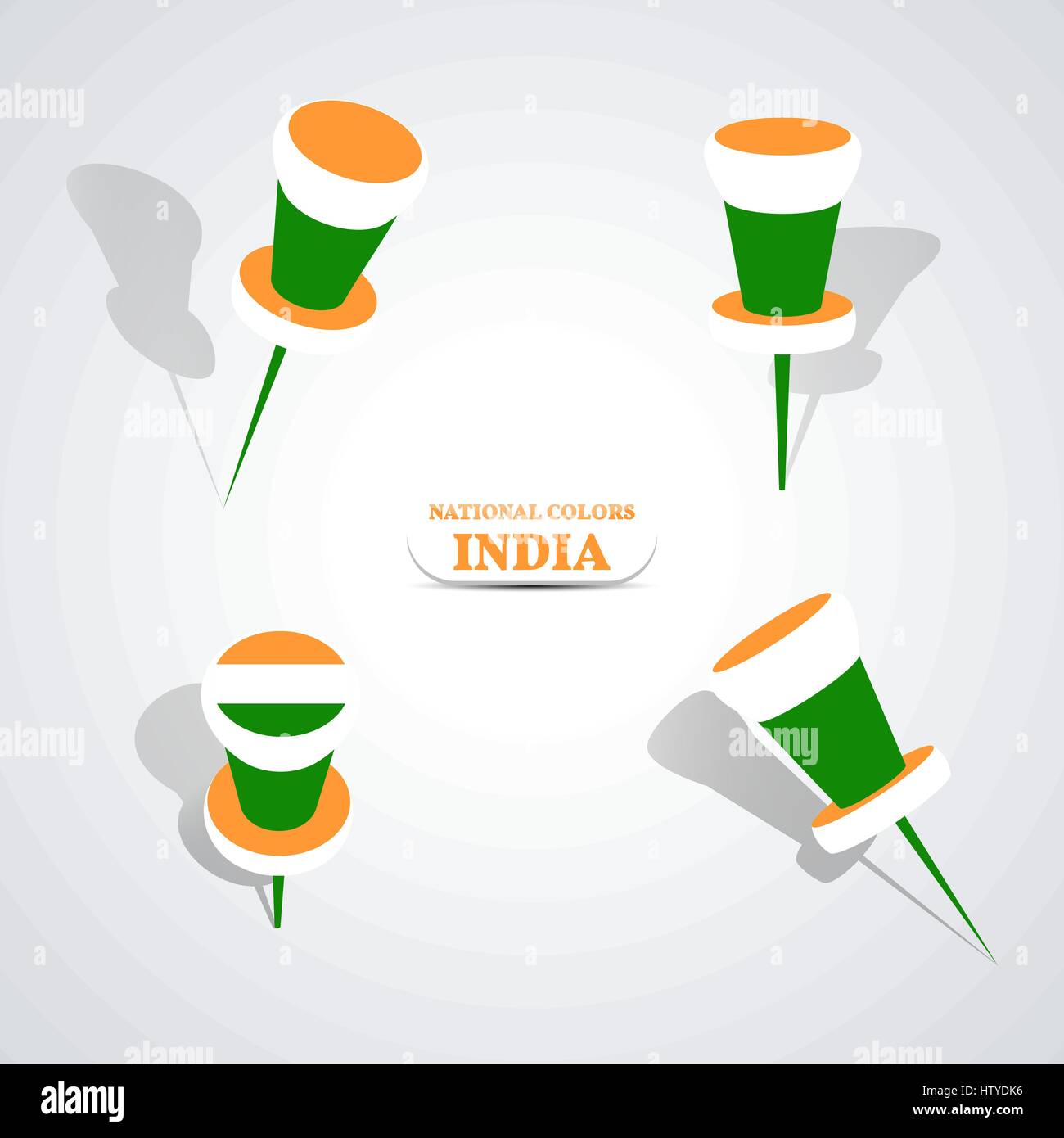 Set of pushpin in the national colors of India, vector illustration ...