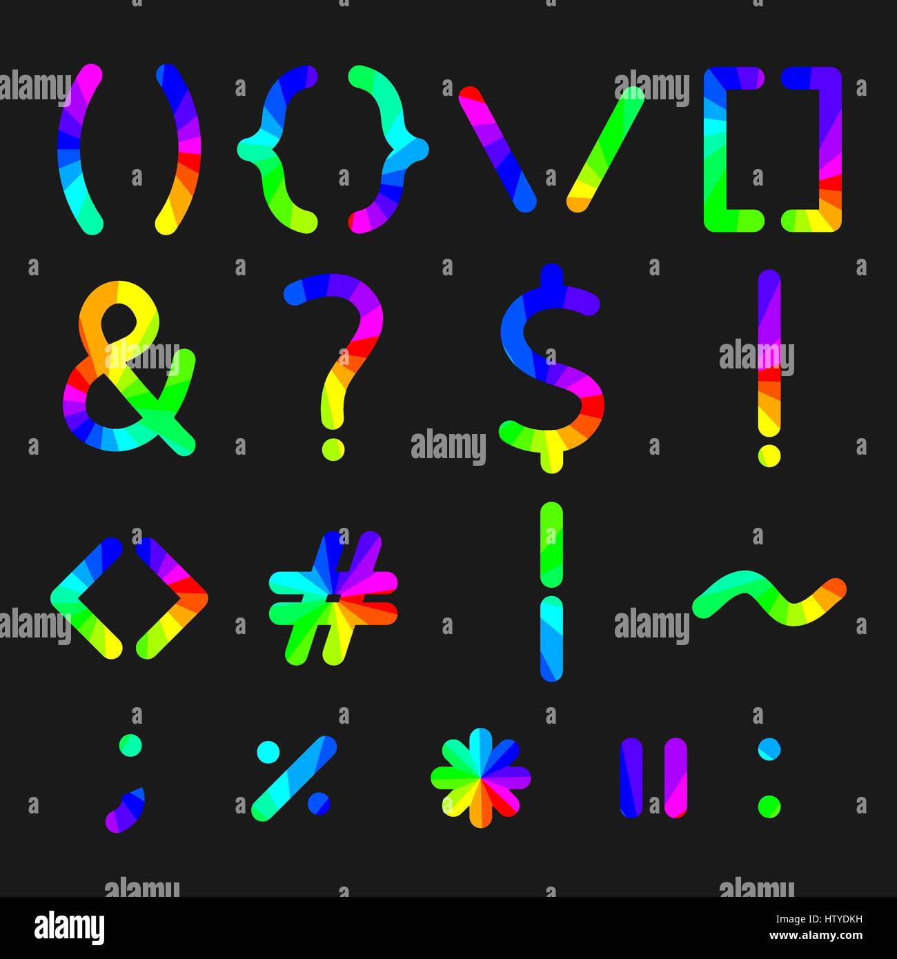 Rainbow alphabet symbols with rounded corners, vector illustration ...
