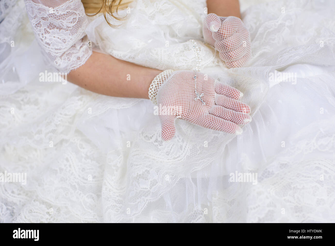 Girl ready for her First Communion Stock Photo - Alamy