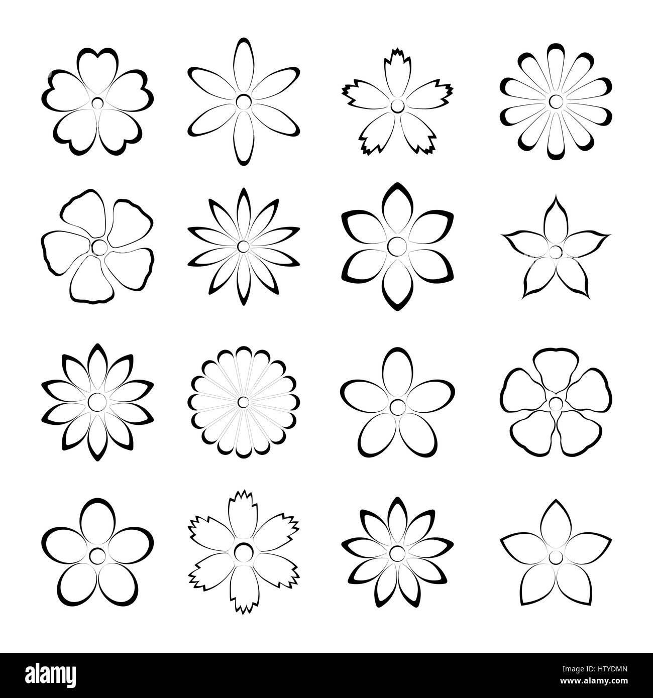 Flower buds vector design elements isolated on white background Stock ...