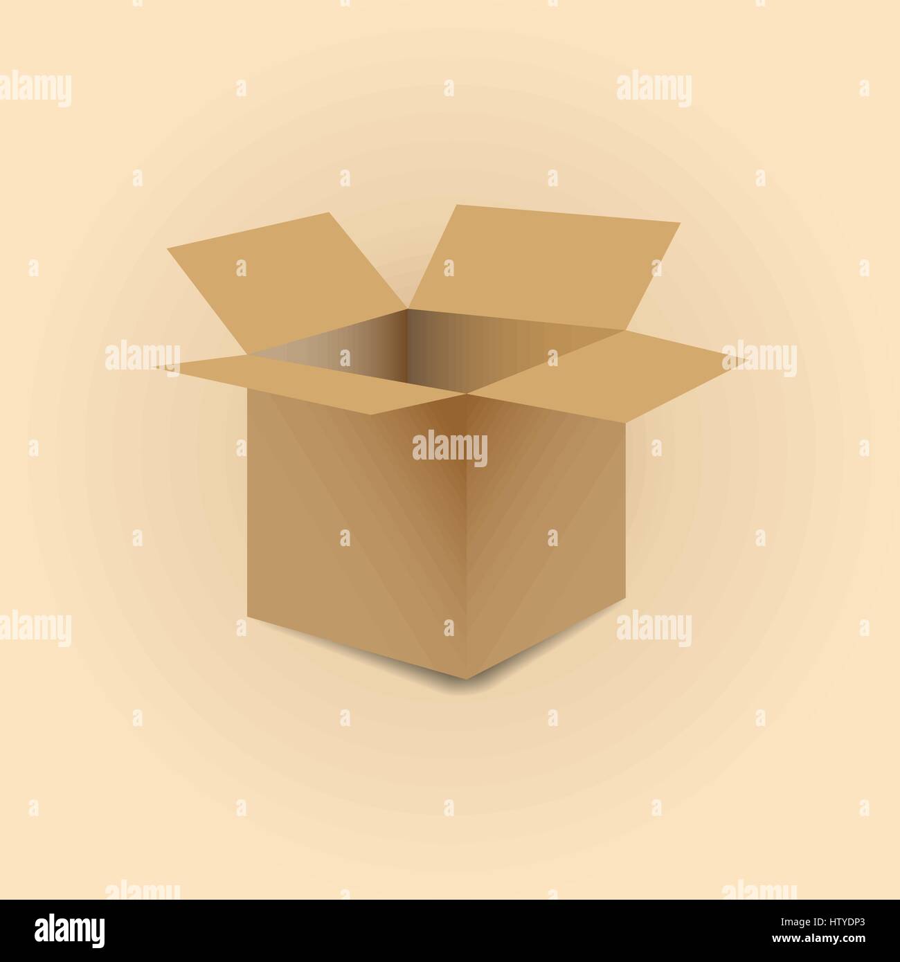 Realistic open cardboard box with shadow isolated on a light background ...