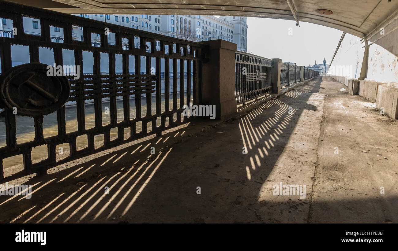 urban river fence embankment Stock Photo - Alamy