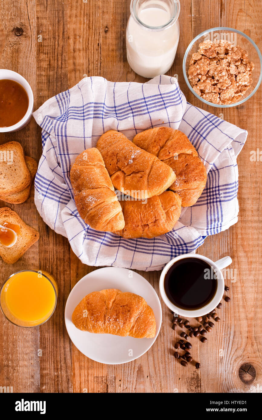 Breakfast with croissants Stock Photo - Alamy